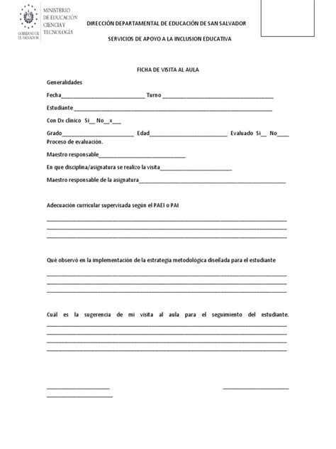 Ficha De Visita Al Aula Pdf