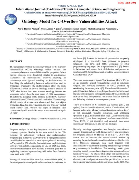 Pdf Ontology Model For C Overflow Vulnerabilities Attack