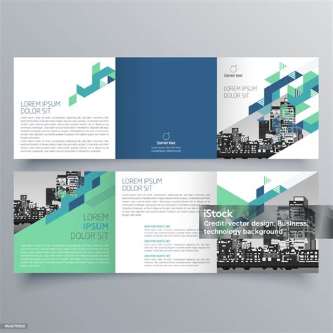 Desain Brosur Templat Brosur Lipatan Tiga Kreatif Brosur Tren Ilustrasi