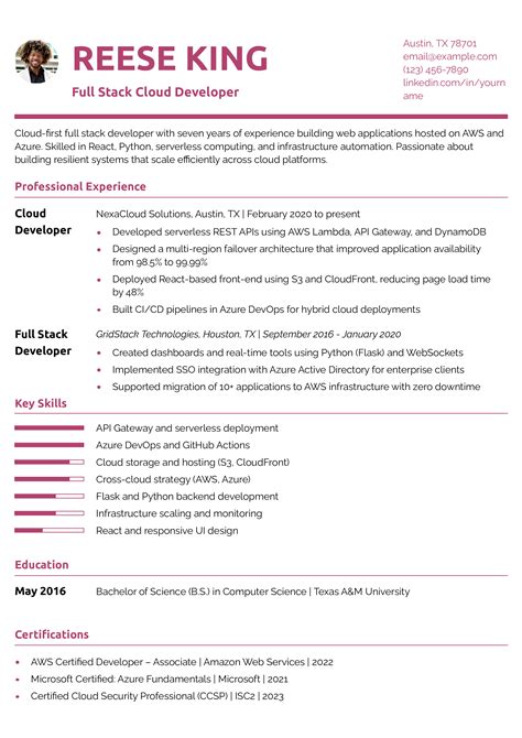 20 Full Stack Developer Resume Examples And Templates For 2026
