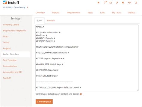 Defect Template Software Test Management Testuff