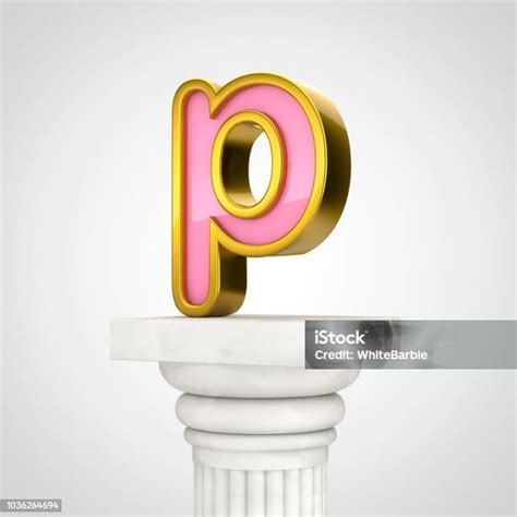 흰색 배경에 고립 된 흰색 열에 황금 편지 P 소문자 3차원 형태에 대한 스톡 사진 및 기타 이미지 3차원 형태 고대의