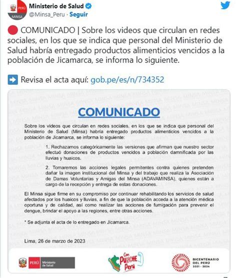Minsa Niega Haber Donado Alimentos Vencidos A Comunidad De Jicamarca