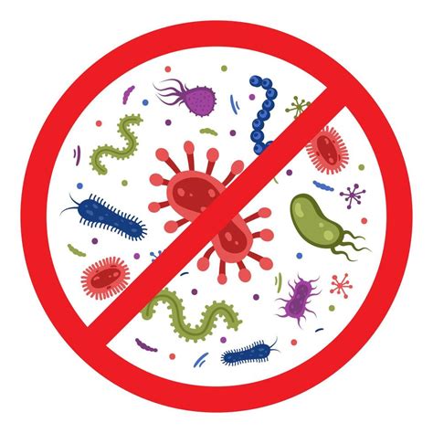 Antibacterial Defence Icon Stop Bacteria And Viruses Prohibition Sign