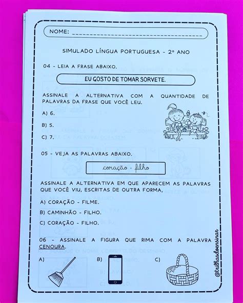 SIMULADO SAEB 2023 2 ANO LÍNGUA PORTUGUESA E MATEMÁTICA TRILHAS
