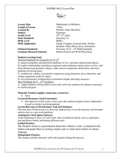 Mathematics In Robotics Lesson Plan For 10th 12th Grade Lesson Planet