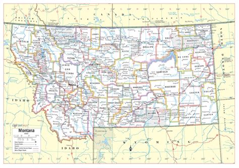 Montana State Wall Map Large Print Poster 34wx24h Etsy