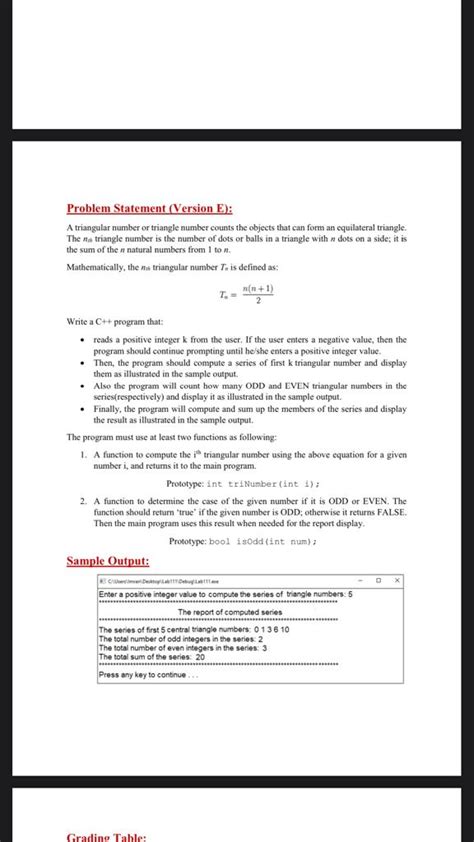 Solved Problem Statement Version E A Triangular Number Or Chegg