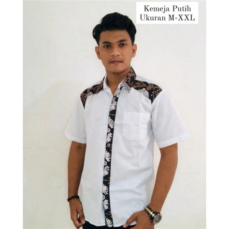 Jual Kemeja Putih Endek Bali Kemeja Bali Putih Pria Kemeja Bali