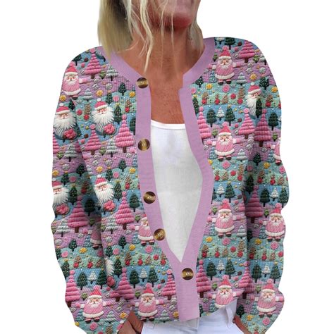 Tqwqt Ugly Christmas Cardigan Sweaters For Women Plus Size Open Front