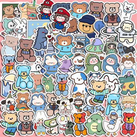 สติกเกอร์ ลายหมีบลูเบอร์รี่น่ารัก สําหรับตกแต่งสมุดภาพ คอมพิวเตอร์ Diy จํานวน 90 ชิ้น Shopee