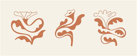 간단한 물결 모양의 선형 스타일의 벡터 로고 디자인 템플릿 및 배지 꽃 요소 및 프레임 포장 유기농 제품 수공예 제품 포스터 인쇄 꽃 식물에 대한 스톡 벡터 아트 및 기타