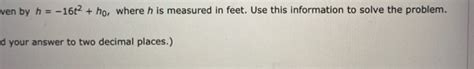 Solved Suppose An Object Is Dropped From A Height Ho Above