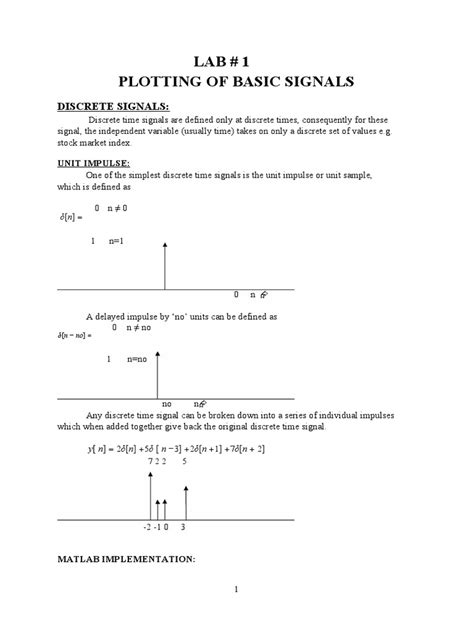 Lab 1 Plotting Of Basic Signals Pdf Trigonometric Functions Discrete Time And Continuous
