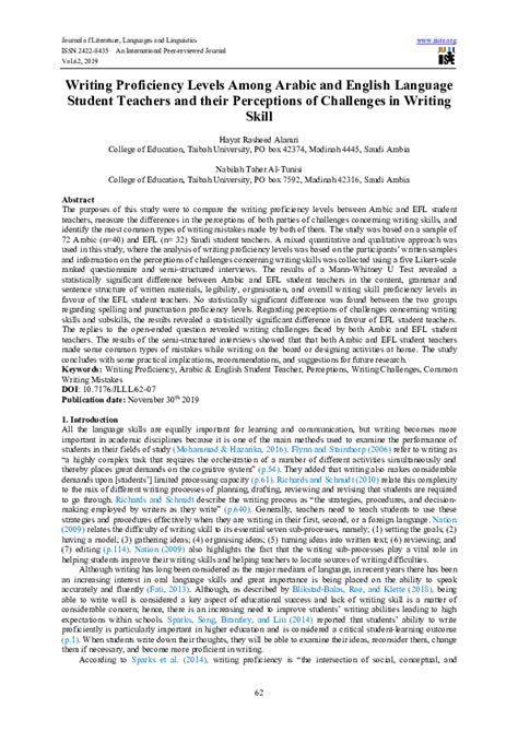 Pdf Writing Proficiency Levels Among Arabic And English Language
