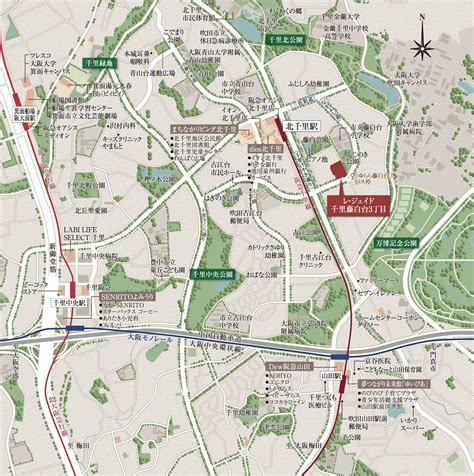 現地・マンションサロン案内図｜【公式】レ・ジェイド千里藤白台3丁目｜エスコンの新築分譲マンション