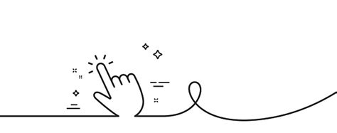 Hand Cursor Line Icon Click Action Sign Continuous Line With Curl