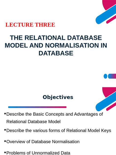 Database Lecture 3 The Relational Database Model New Final Pdf