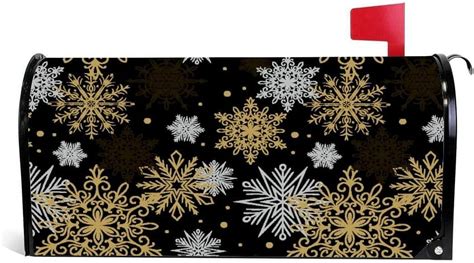 Gzhjmy Magnetic Mailbox Covers Snowflakes Gold Black And Gray Mailbox
