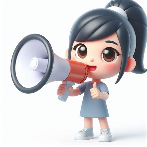 Premium Photo A Cartoon Girl With A Megaphone Is Speaking Into A Megaphone