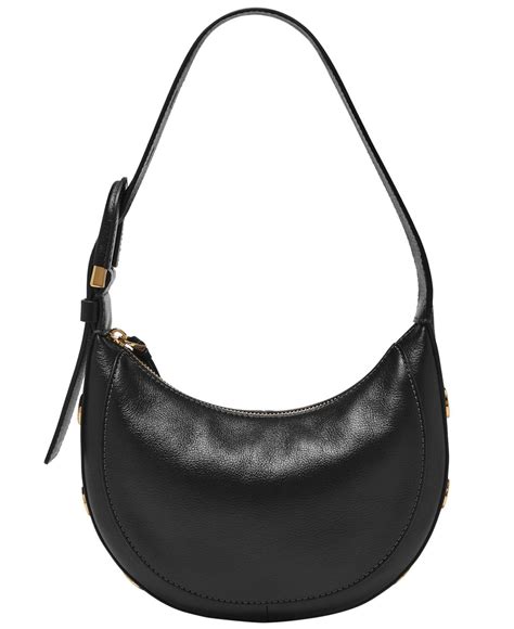 Fossil Harwell Leather Crescent Bag In Black Lyst