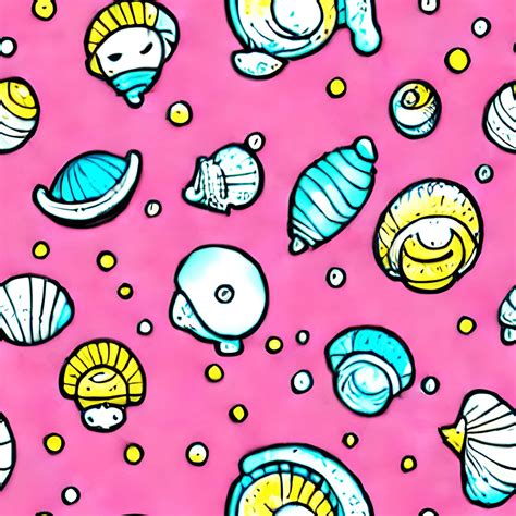 Zeeschelpenillustratie Kawaii Chibi Patroon · Creative Fabrica