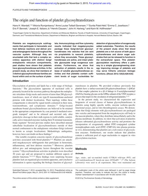 Pdf The Origin And Function Of Platelet Glycosyltransferases