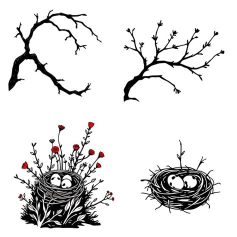 Branches Thorn Bushes Wild Herbs Nests Twisted Branches Forming Natural