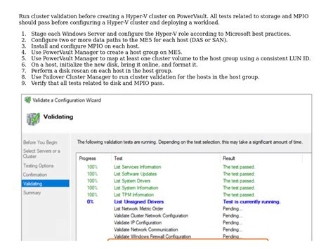 Cluster Validation Dell Powervault Me5 Series Microsoft Hyper V Best Practices Dell