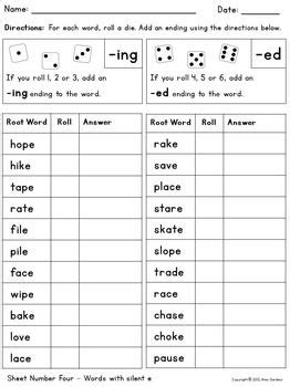 Adding Ed Ing Endings Inflectional Endings Dice Game And Posters Sp