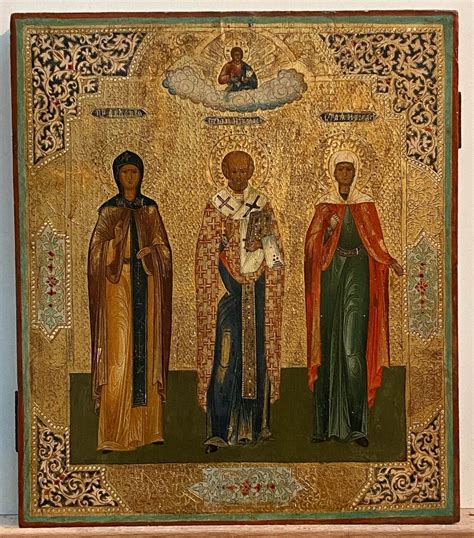 Russian Store Russian Icon Three Saints St Eudocia St Nicholas And St Anastasia