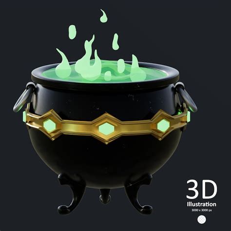 Premium Psd Psd Witches Cauldron With A Green Magic Potion Wizard