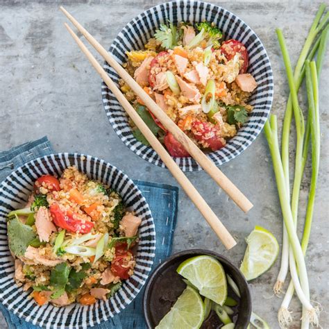 Thai Style Fried Quinoa Rice With Salmon Scoop Wholefoods Singapore