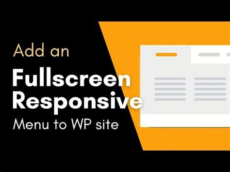 How To Add A Fullscreen Responsive Menu In WordPress YouTube