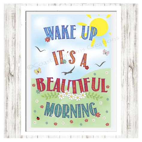 Motivational Print Wake Up Its A Beautiful Morning Bedroom Wall Art