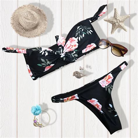 Buy Bandeau Bikini 2018 Floral Swimwear Print Swimsuit