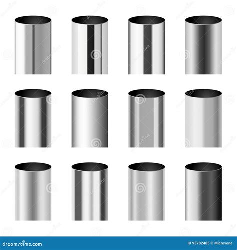 Chrome Metal Polished Gradients Corresponding To Cylinder Pipe Vector