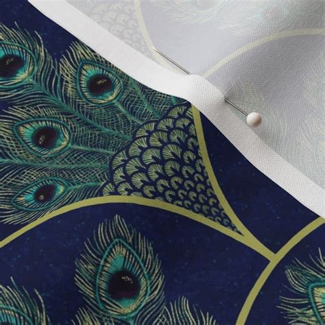 Peacock Feather Fan Art Deco Medium Fabric Spoonflower
