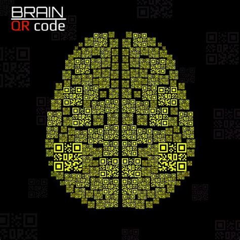 Qr Code Brain Silhouette Human Royalty Free Vector Image