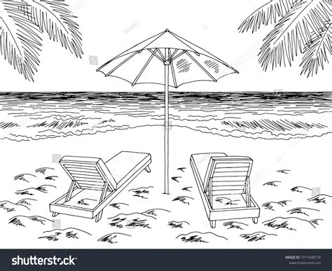 Beach Scene Black And White Over 1 368 Royalty Free Licensable Stock