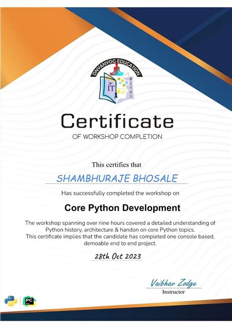 Completing Core Python Workshop Shambhuraje Bhosale Posted On The Topic Linkedin