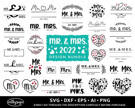 Mr And Mrs 2022 Split Monogram Svg Wedding Svg Bundle Monogram Wreath