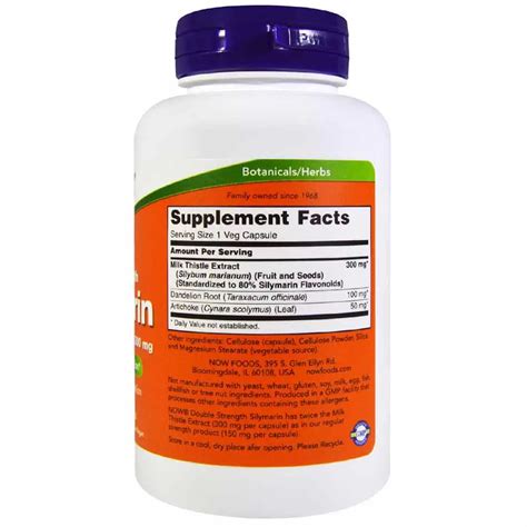 Now Foods Silymarin Milk Thistle 100 Capsules Milk Thistle Herbs