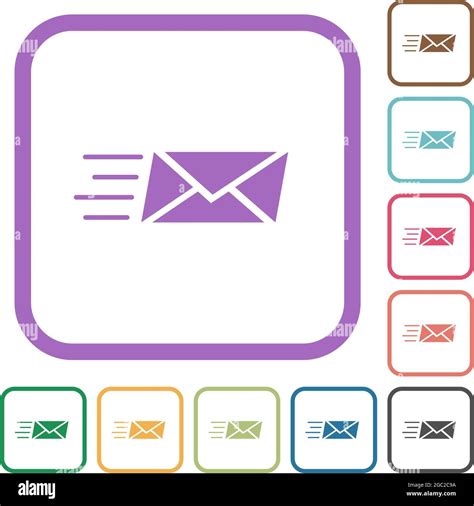 sending express mail solid simple icons in color rounded square frames