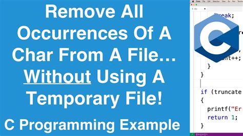Remove All Occurrences Of A Char From A File Without Using A Temp File C Programming Example