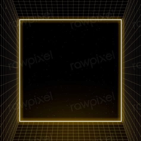 Yellow Neon Frame 3d Grid Premium Psd Rawpixel