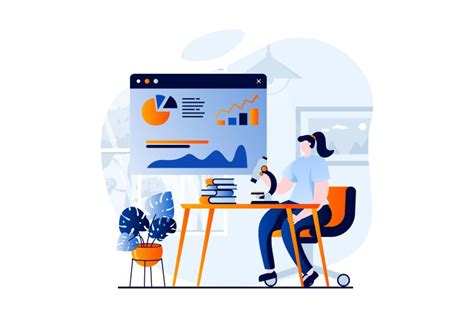 Data Science Concept With People Scene In Flat Vector Image