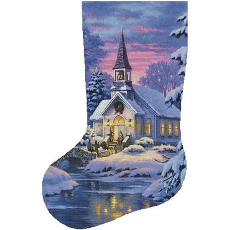Artecy Cross Stitch Country Church Stocking Large Left 14209 Cg Cross