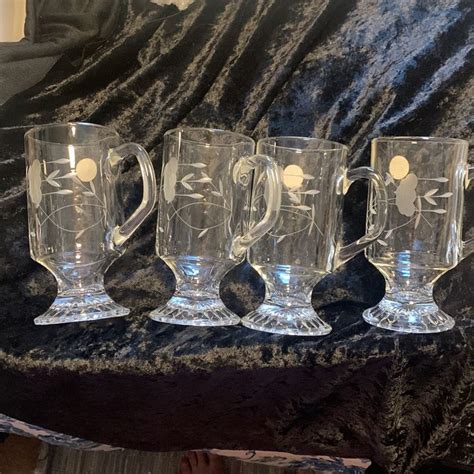 Set Of 4 Princess House “heritage” Collection Irish Coffee Mugs New In