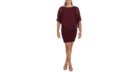 Xscape Chiffon Embellished Capelet Dress In Red Lyst